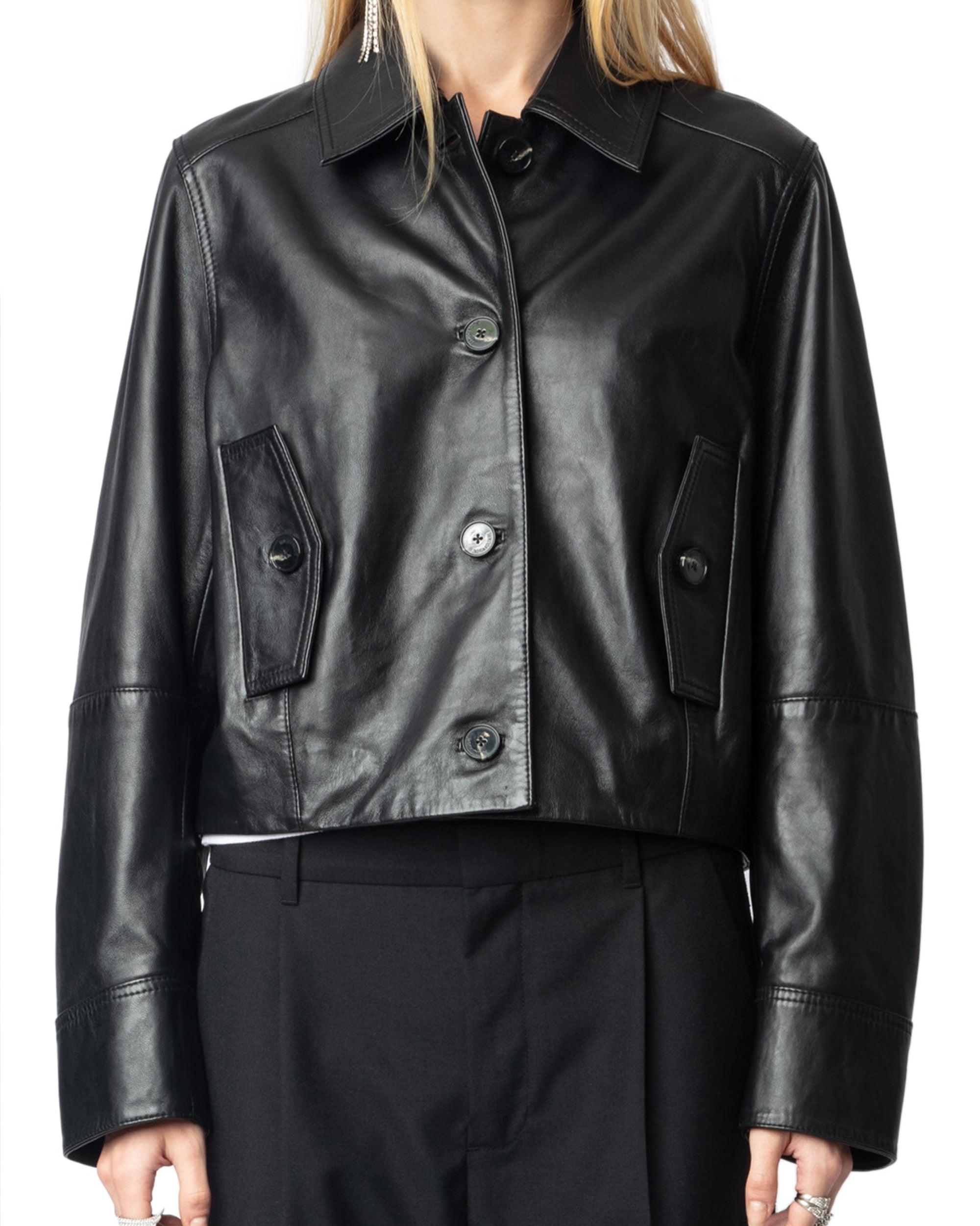 Liston Cropped Leather Jacket | Black by Zadig & Voltaire – Sea Biscuit