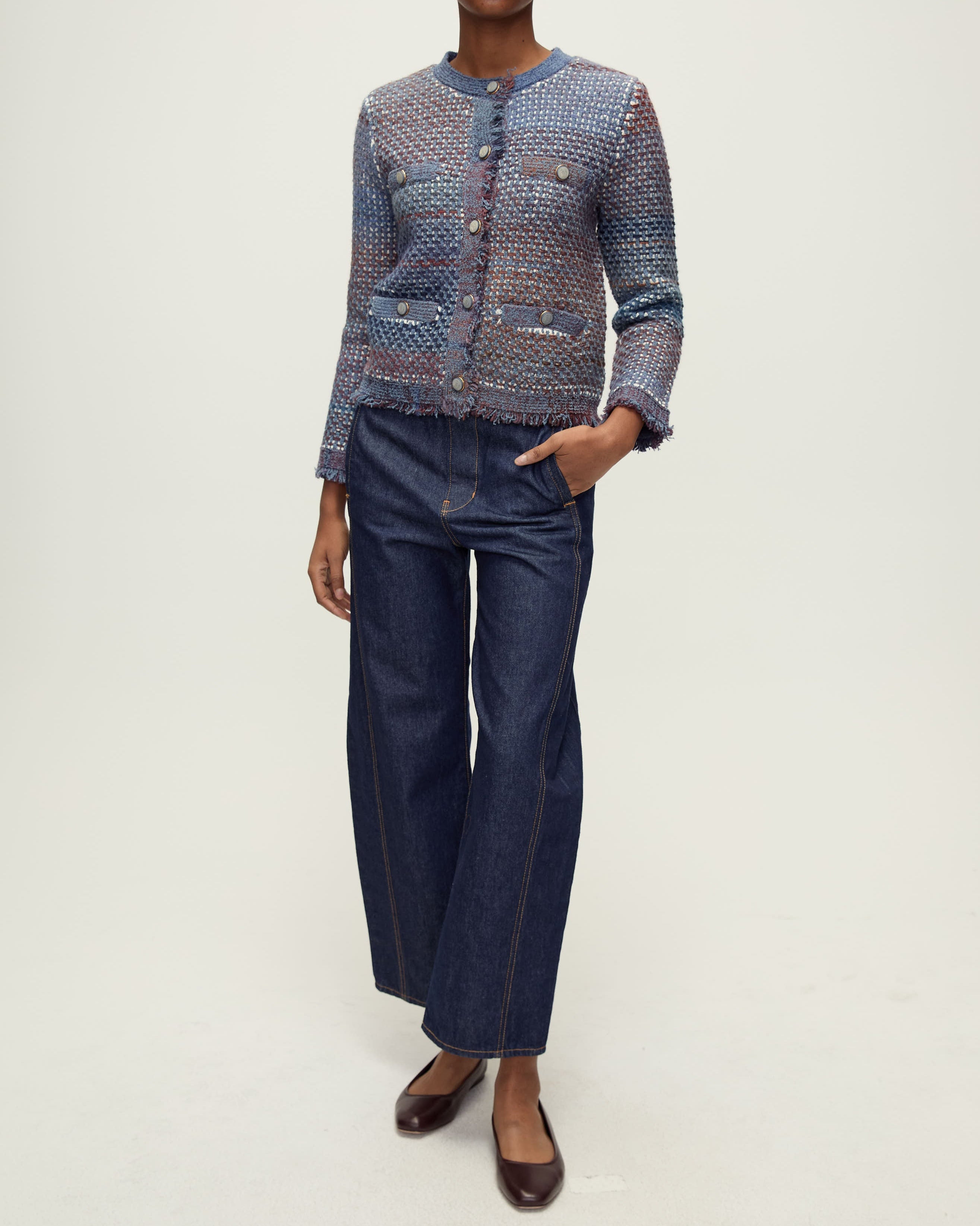 Sariyah Knit Jacket | Ocean Multi Tweed from Veronica Beard – Sea Biscuit