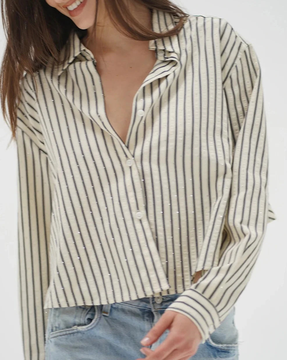 Valyria Blouse | rhinestone stripe by LNA – Sea Biscuit